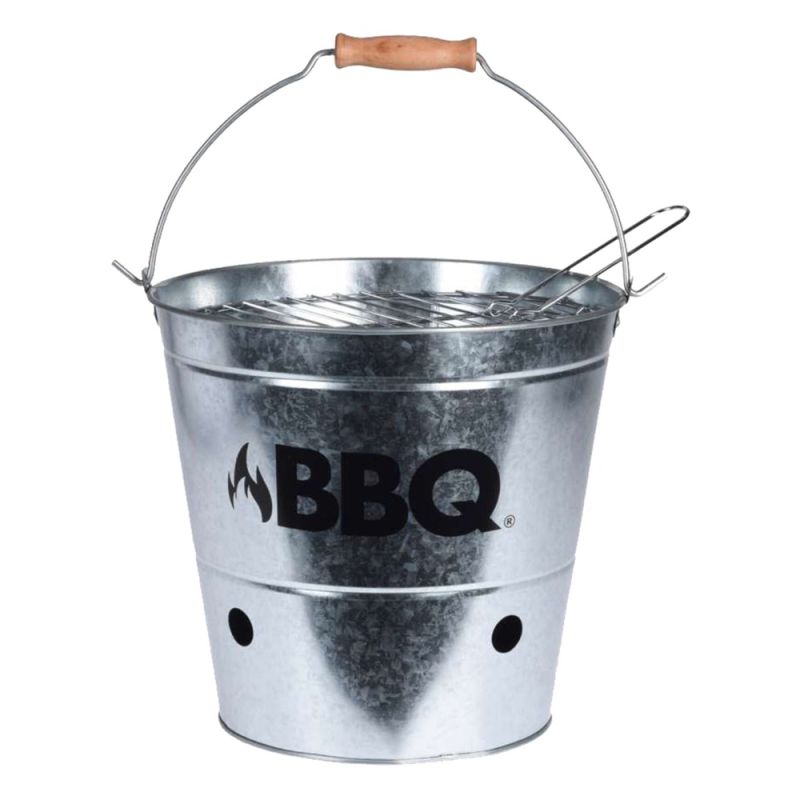 BBQ Tourist charcoal grill in a bucket, 26cm, silver | Megat