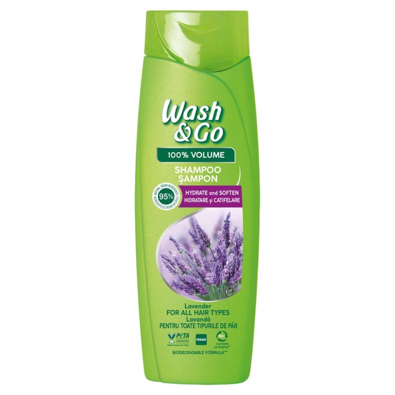 Hair shampoo for volume, Wash & Go, plastic, 360 ml, green,