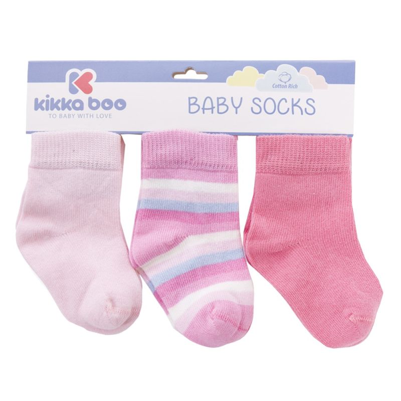 Corape për fëmijë, Kikka boo, pambuk, 1-2 vjec, rozë, 3 palë
