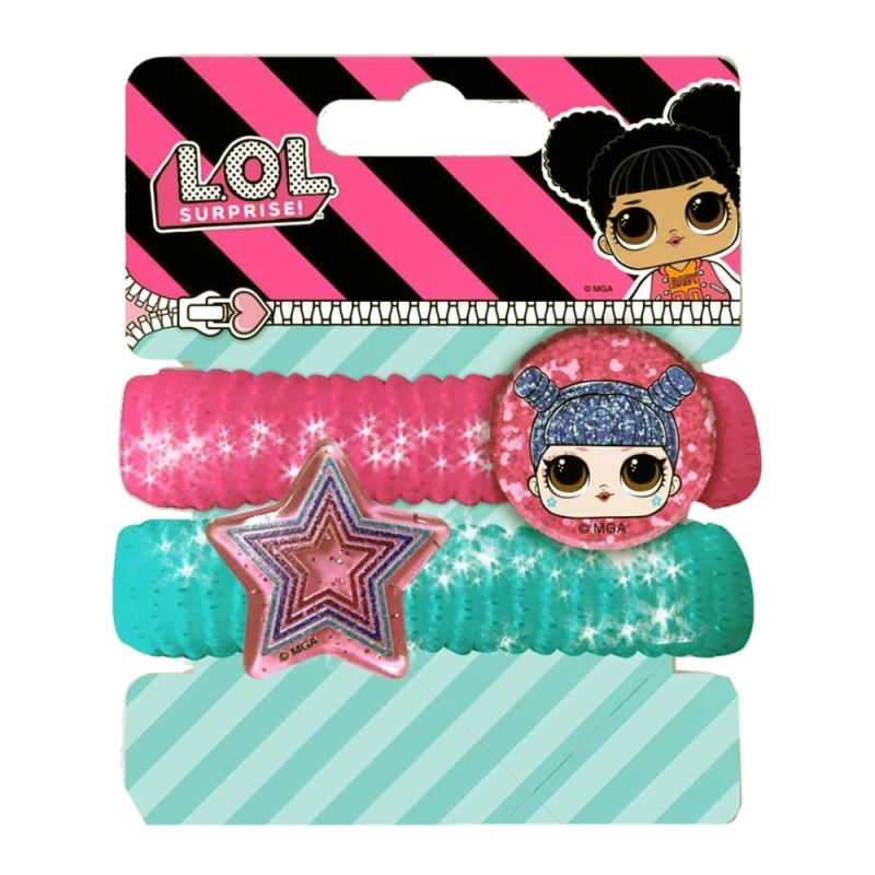 Llastik flokësh për fëmijë, LOL Surprise, blu/rozë, 2 copë