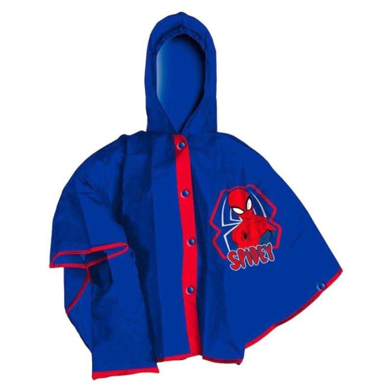 Rain cape for children, Spiderman, blue, 1 piece | Megatek