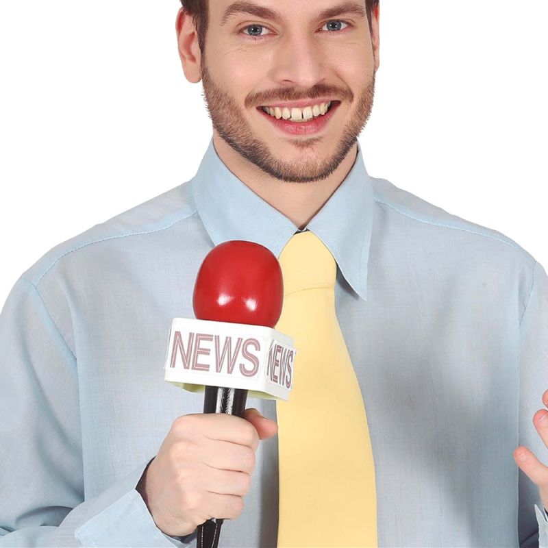 Reporting microphone, NEWS, plastic, red and black, 25 cm, 1