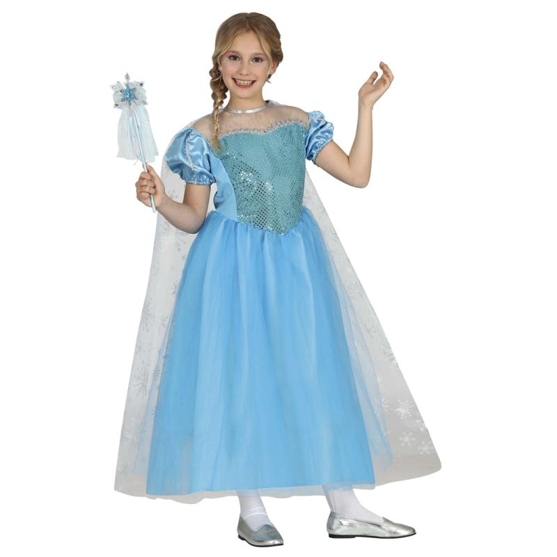 Kostum halloween për fëmijë, Elsa, poliestër, blu, 5-6 vjec,