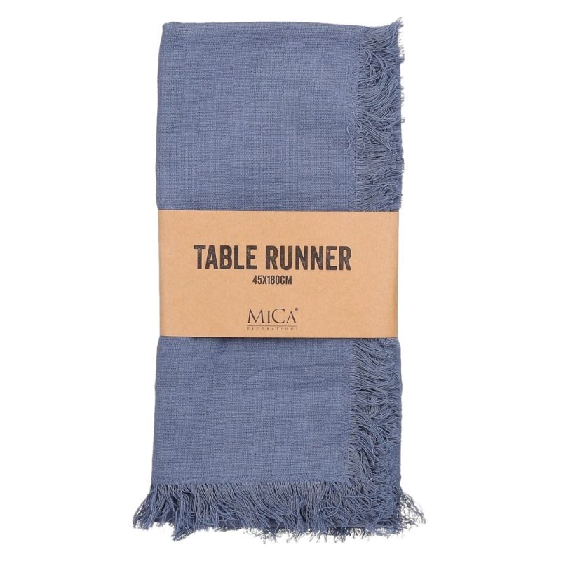 Table runner, Mica, cotton, blue, 45x180 cm, 1 piece | Megat
