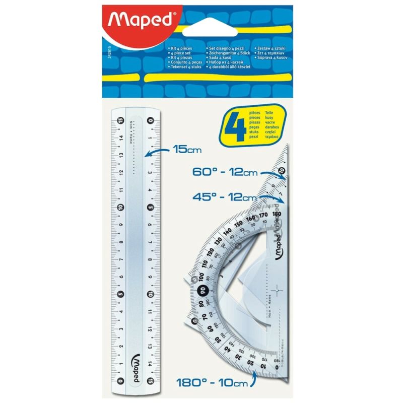 Set vizore, Maped, Classic, plastike, 15 cm, 4 cope, 1 pako