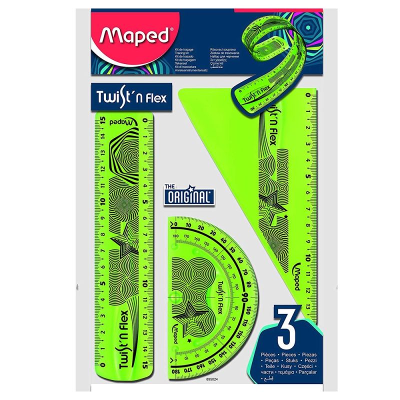 Ruler set, Maped, Twist'n Flex, plastic, 15 cm, 3 pieces, 1