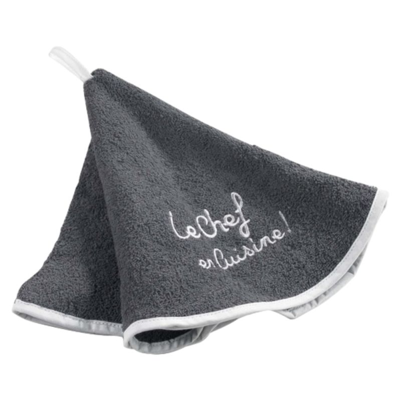 Peshqir dore për kuzhinë, rrethor, pambuk, 60 cm, gri e errë