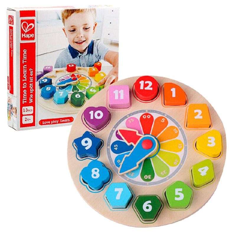 Children's toy, Hape, Time to learn time, wood, 26x26x4 cm,