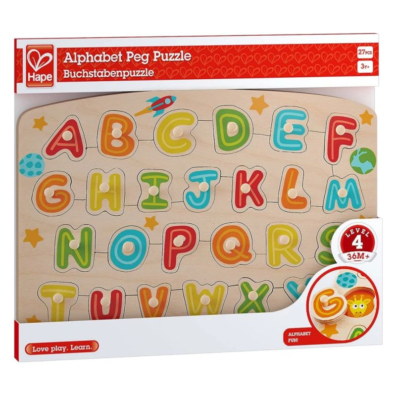 Children's toy, Hape, Alphabet peg puzzle, wooden, mixed, +3