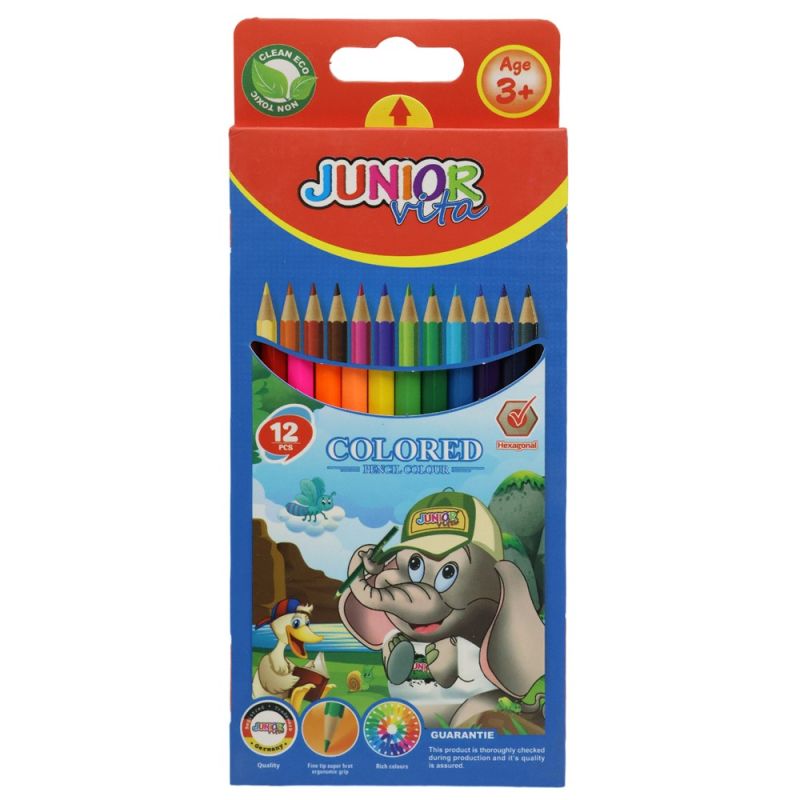 Colored pencils, Junior Vita, Colored, 12 colors, 1 pack | M