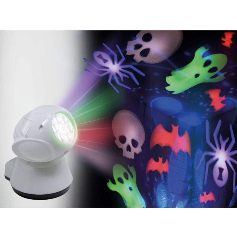 LED projector with 4 Halloween figures, white, 1 piece | Meg