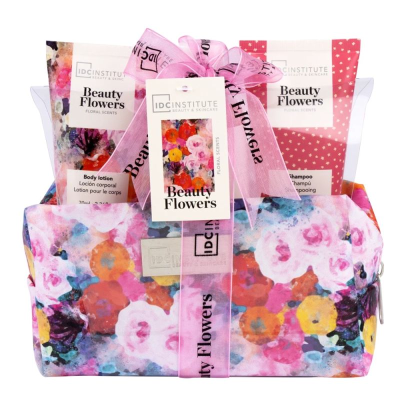 Shower set, IDC Institute, Beauty Flowers, travel bag, 70 ml