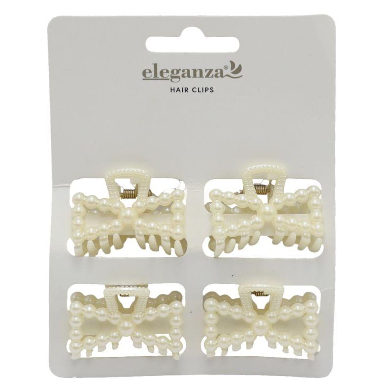 Hair clips, mixed, white, 4 pieces, 1 pack | Megatek
