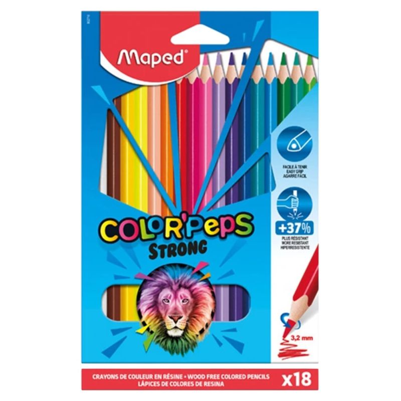 Colored pencils, Maped, Color Peps Strong, 18 colors, 1 pack