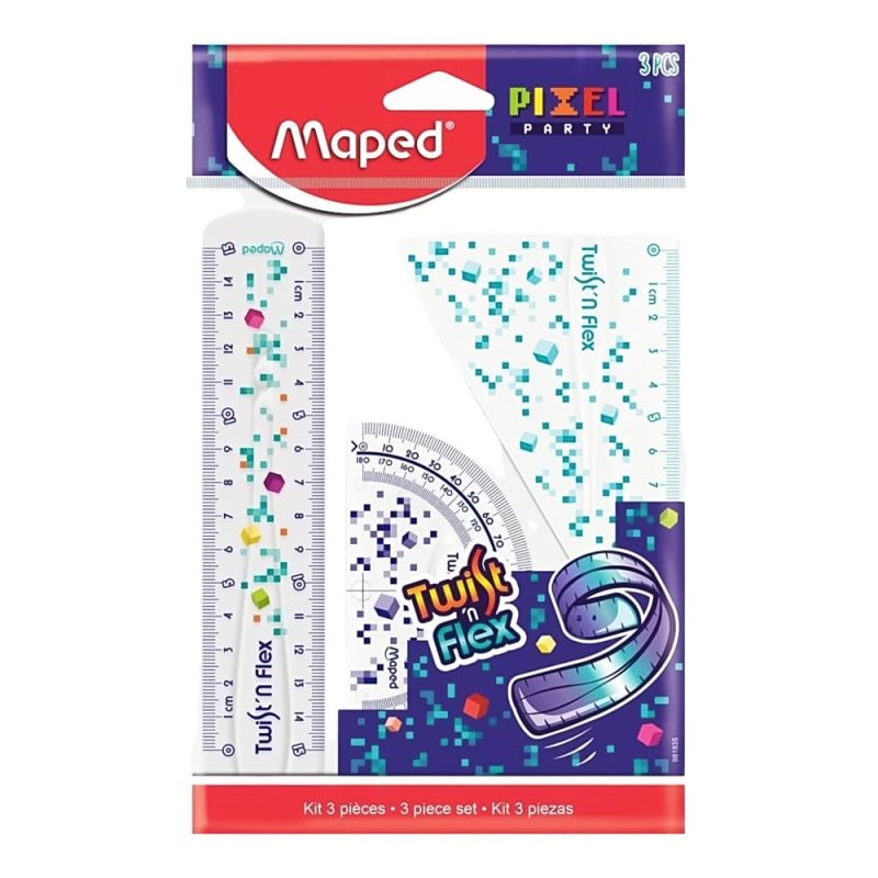 Set vizore, Maped, Twist Flex, Pixel, 15 cm, 3 copë, 1 pako