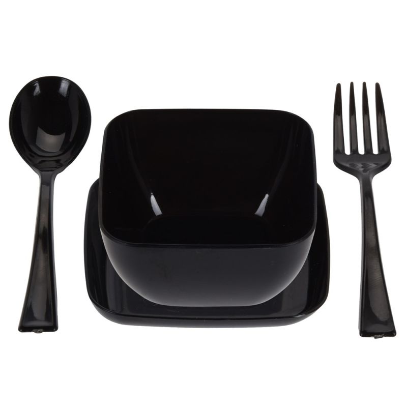 Amuse set, polystrene, black-transparent, 16 pieces, 1 pack