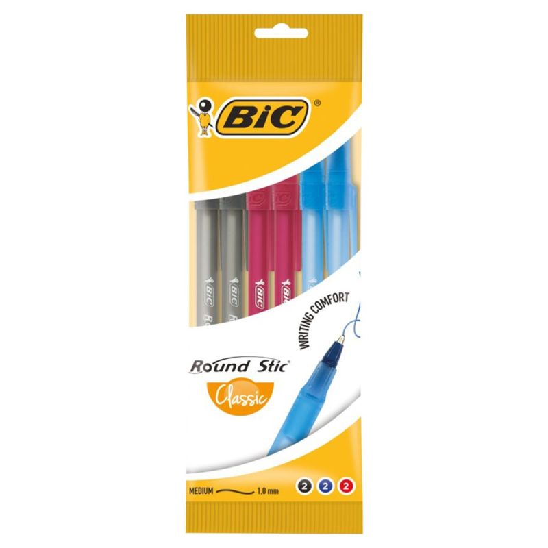 Pens, round stick, BIC, 6 pieces | Megatek