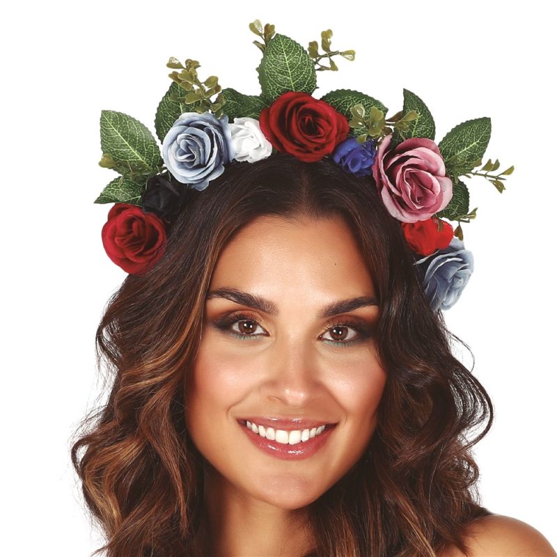 Hair Band Flowers And Leaves Ladies 17 cm, multicolor | Mega