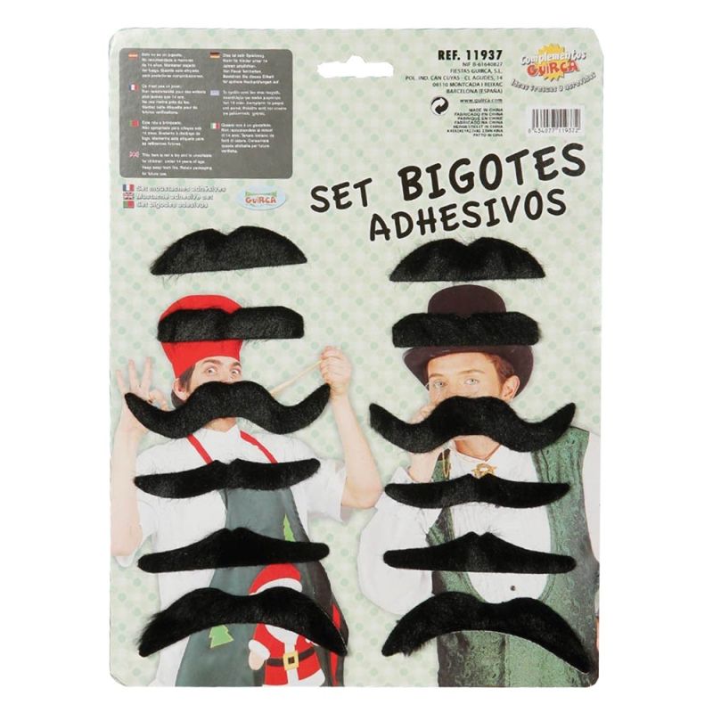 Mustaches cardboard, black, 12 pieces | Megatek