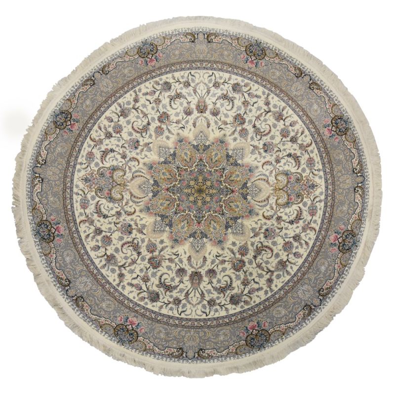 Round Persian carpet, 100% acrylic, beige / cream, Dia. 200c