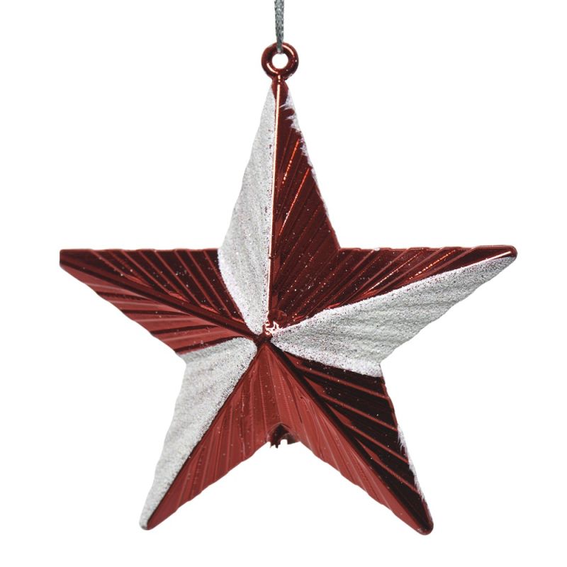 Hanging decorative star, plastic, red / green, 9 cm | Megate