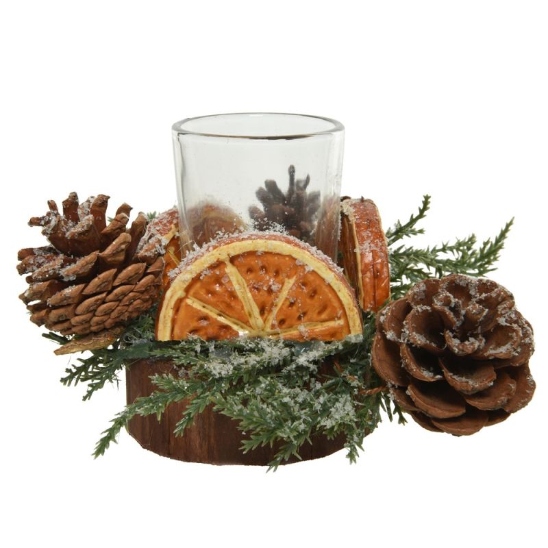 Mbajtëse qiriu dekoruese, natyrale / qelqi, ngjyrë natyrale,