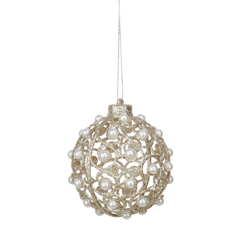 Decorative sphere , plastic, gold , dia. 8cm | Megatek