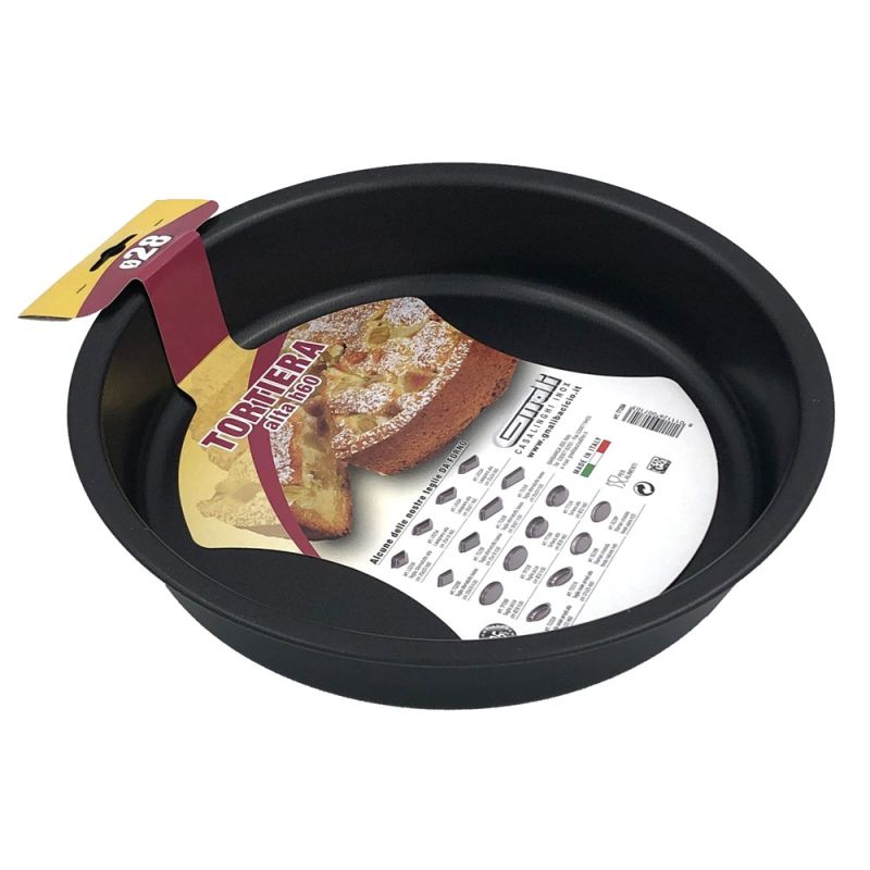 Circular anti-stick baking pan, aluminum, black, Dia.28xH6 c