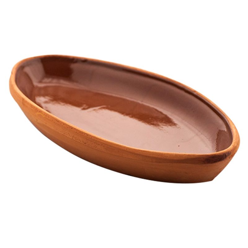 Long clay pot, ceramic, brown, 23x13x3,5 cm / 0.7L | Megatek