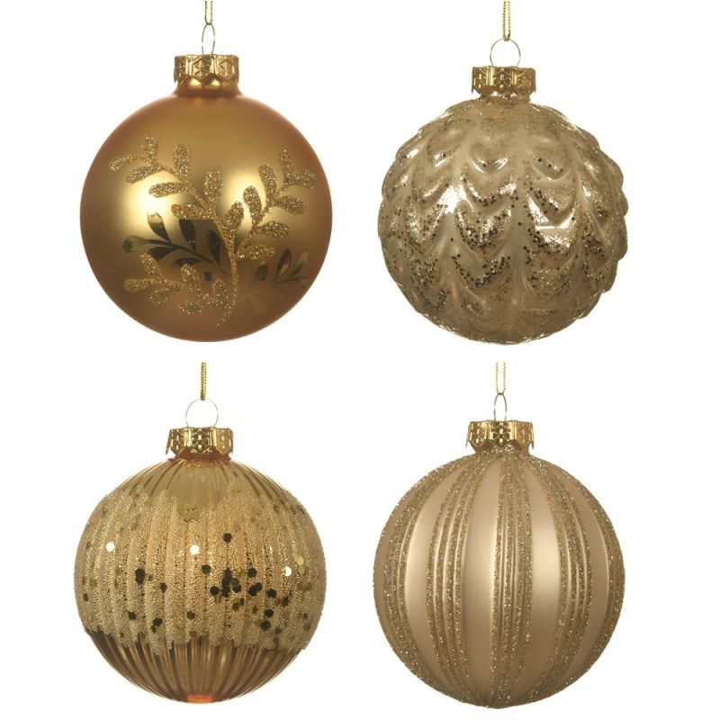 Decorative sphere, glass, gold, Dia.8 cm | Megatek