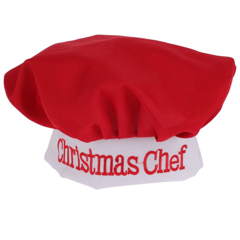 Christmas chef hat, polyester, red / white, 20x29 cm | Megat