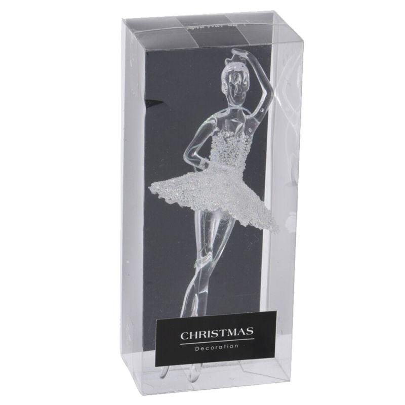 Hanging decorative ballerina, plastic, white, 17 cm | Megate