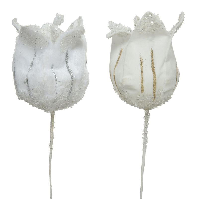 Decorative flowers, polyester, white, 50 cm | Megatek