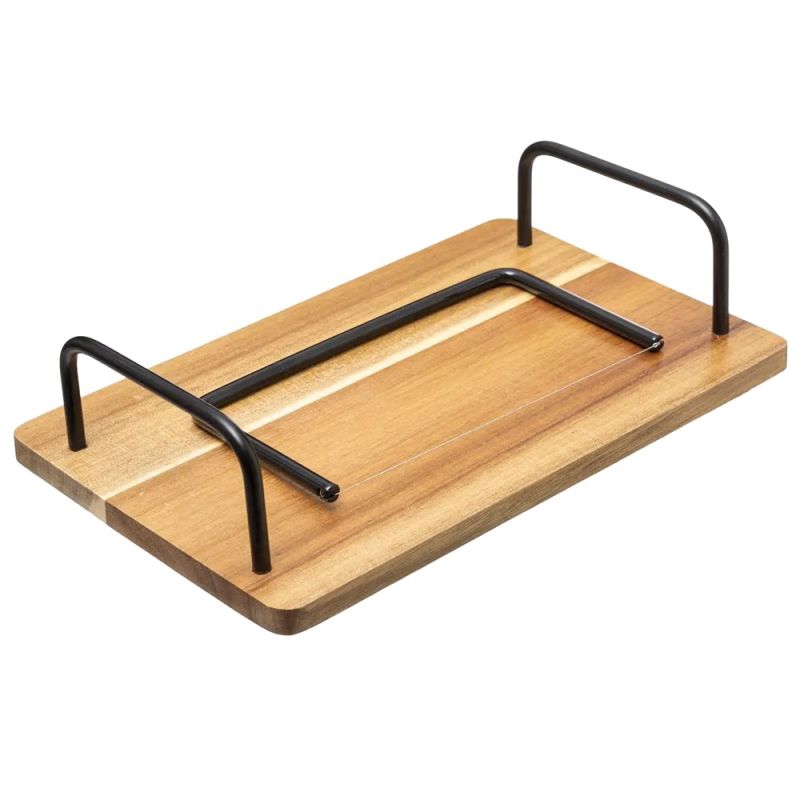 Tabaka servirje me prerëse, metal/dru, kafe, 15x24xH10 cm