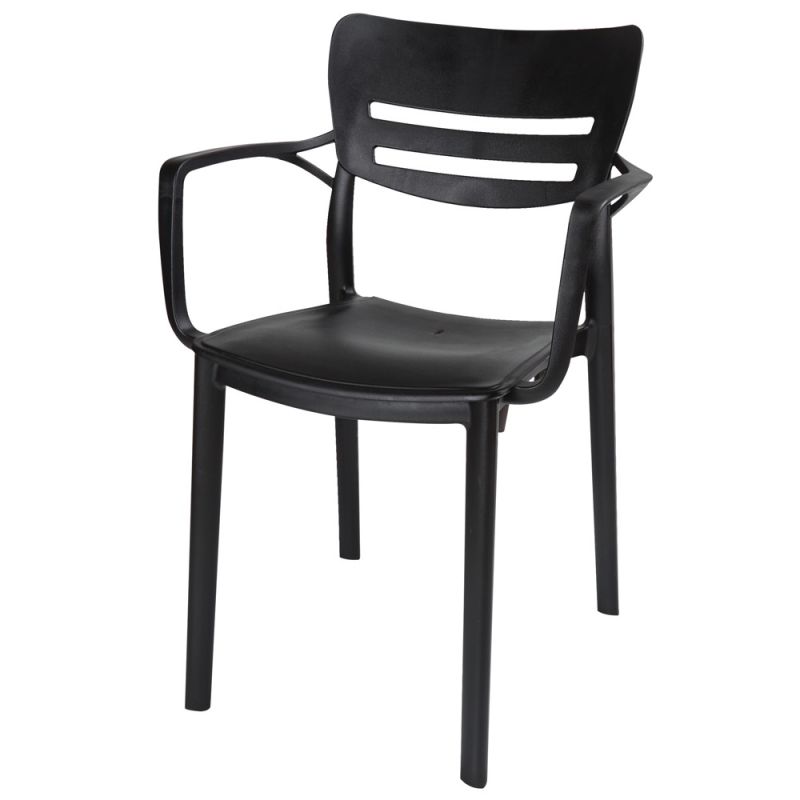 Karrige me krahë Pinar, PP, e zezë, 54.5x53xH84 cm | Megatek