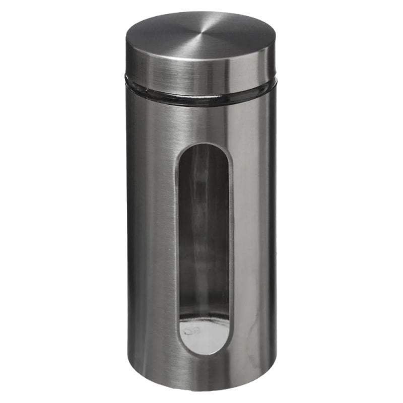 Hermetic jar, stainless steel/glass, silver, Dia.10xH22.5cm