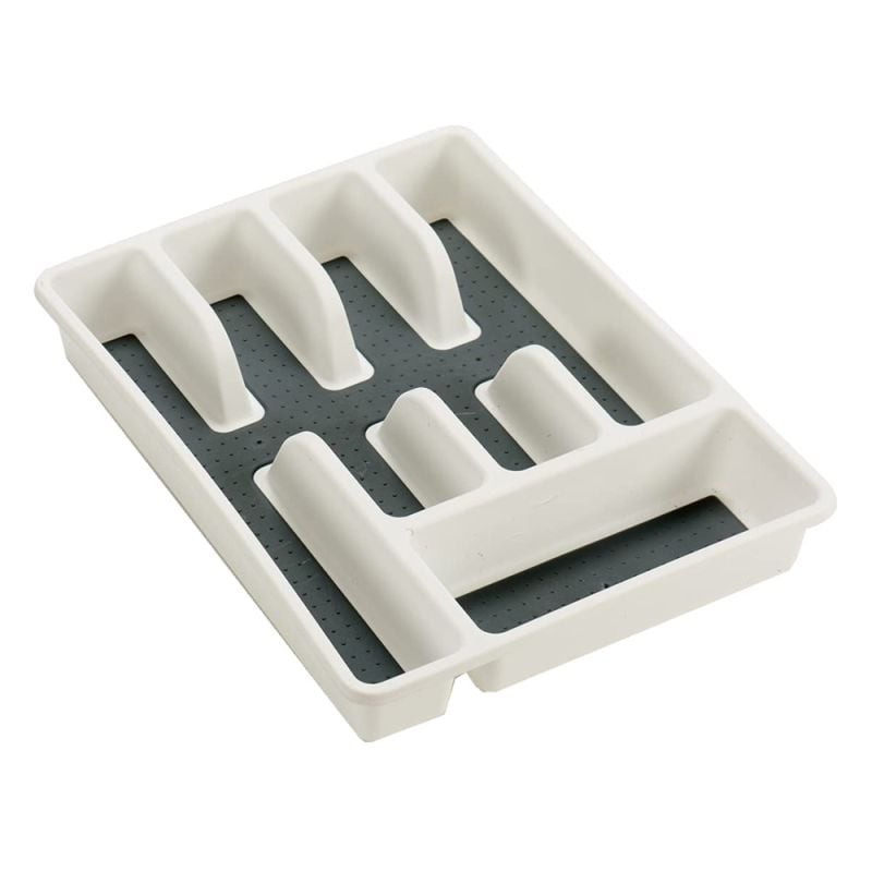 Spoon/fork drawer organizer, plastic, gray, 26.5x36.5x5 cm