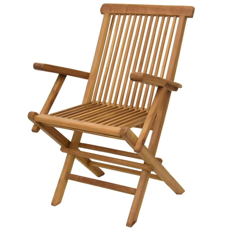 Java folding chair with arms, teak wood, brown, 63x66x107 cm