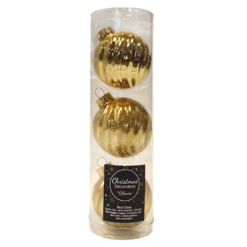 Decorative sphere (PK 3), glass, gold, dia. 6 cm | Megatek