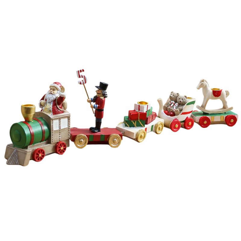 Train with decorative Santa, polyresin, different colors, 10