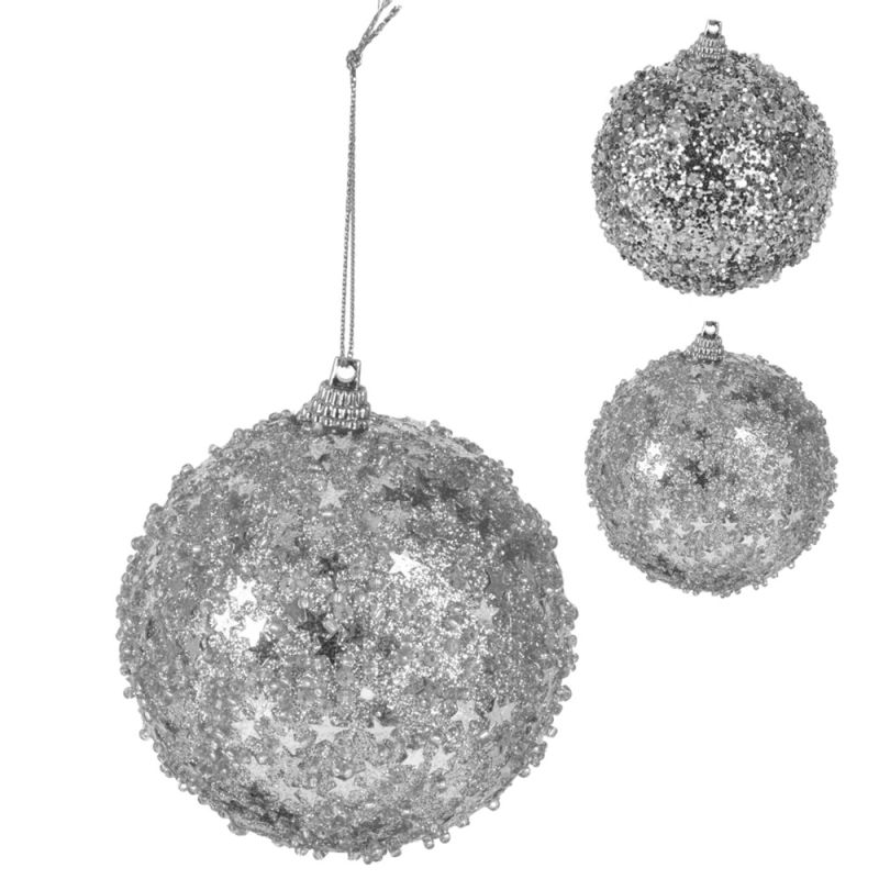 Decorative sphere, felisol, silver, Dia.8 cm | Megatek