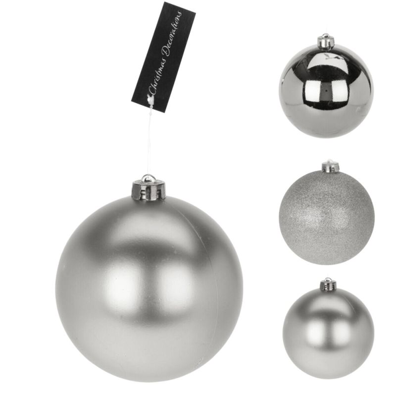 Decorative sphere, polystyrene, silver, Dia.14 cm | Megatek
