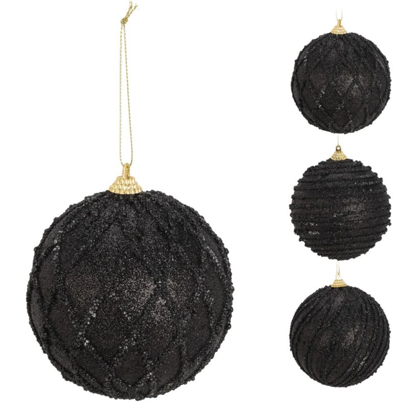 Decorative sphere, polystyrene, black, Dia.10 cm | Megatek