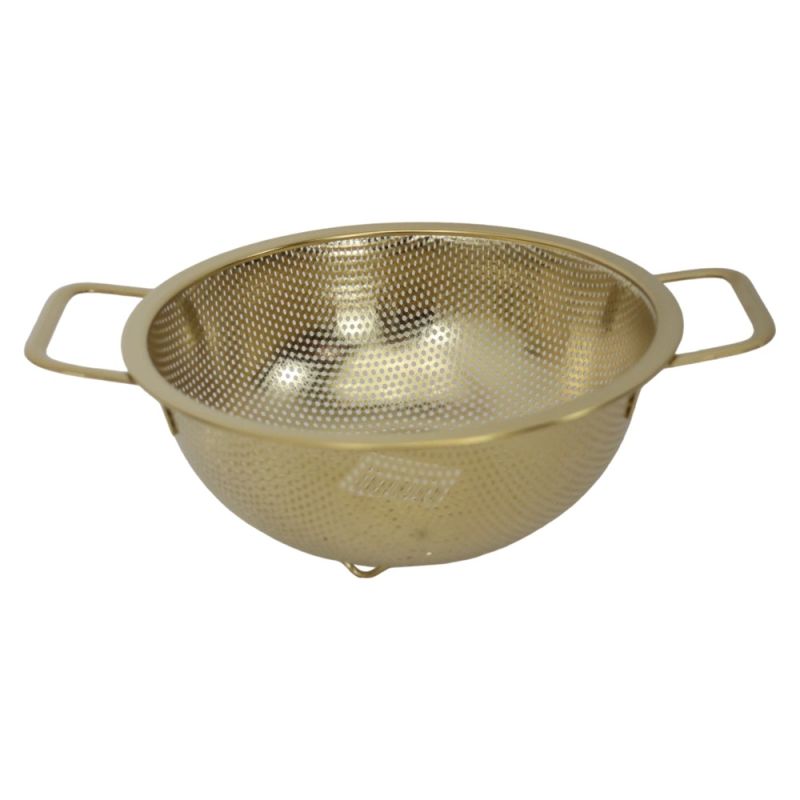 Colander, metal, gold, Dia.28.5xH9 cm | Megatek