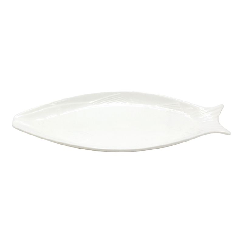 Fish plate, ceramic, white, 14.5x34.5x3 cm | Megatek