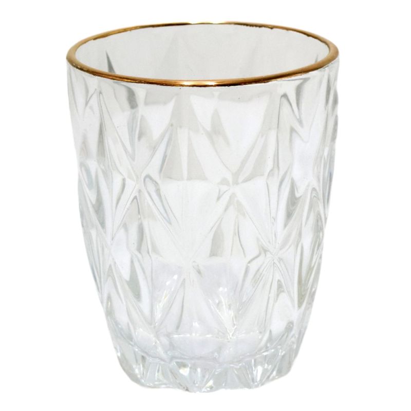 Gotë uji (PK 6), qelq, transparente/bordur floriri, 8x10 cm