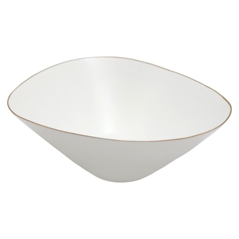Deformed bowl, ceramic, white, 20.5x18xH8 cm | Megatek