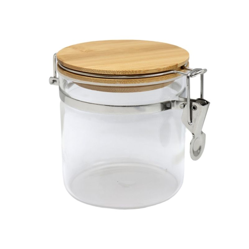 Hermetic jar with bamboo lid, glass/bamboo, transparent, H10