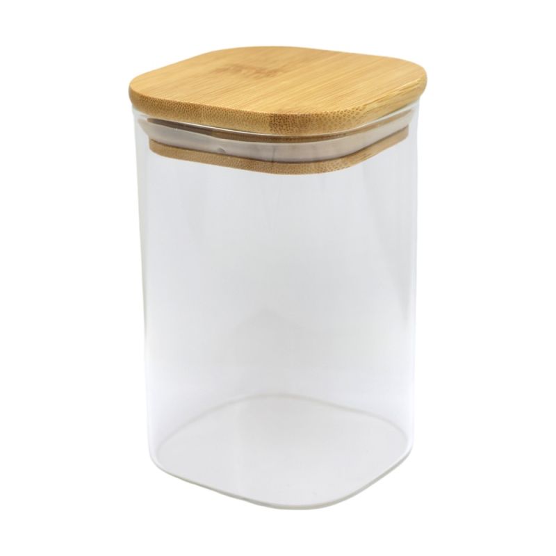 Conservation jar with bamboo lid, glass/bamboo, transparent,