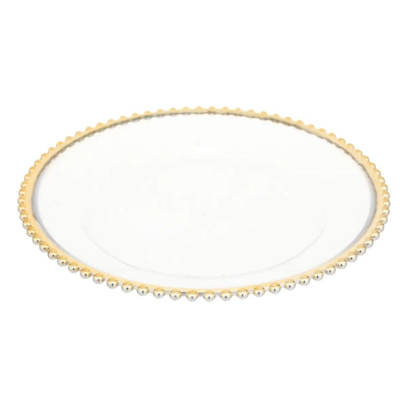 Decorative serving plate, Feeric, ceramic, white and gold co